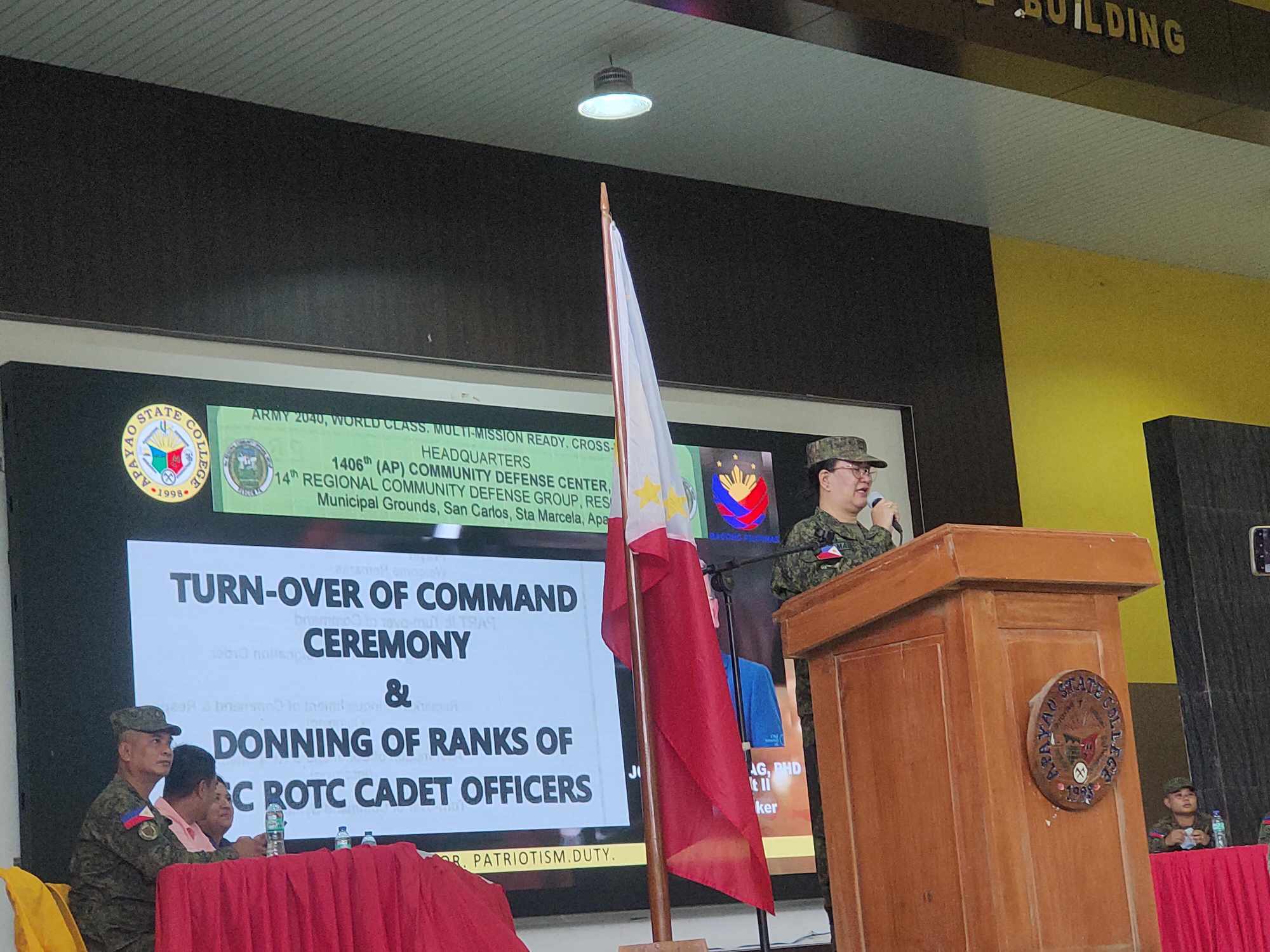 TURN-OVER OF COMMAND CEREMONY AND DONNING OF RANKS OF ASC ROTC CADET ...