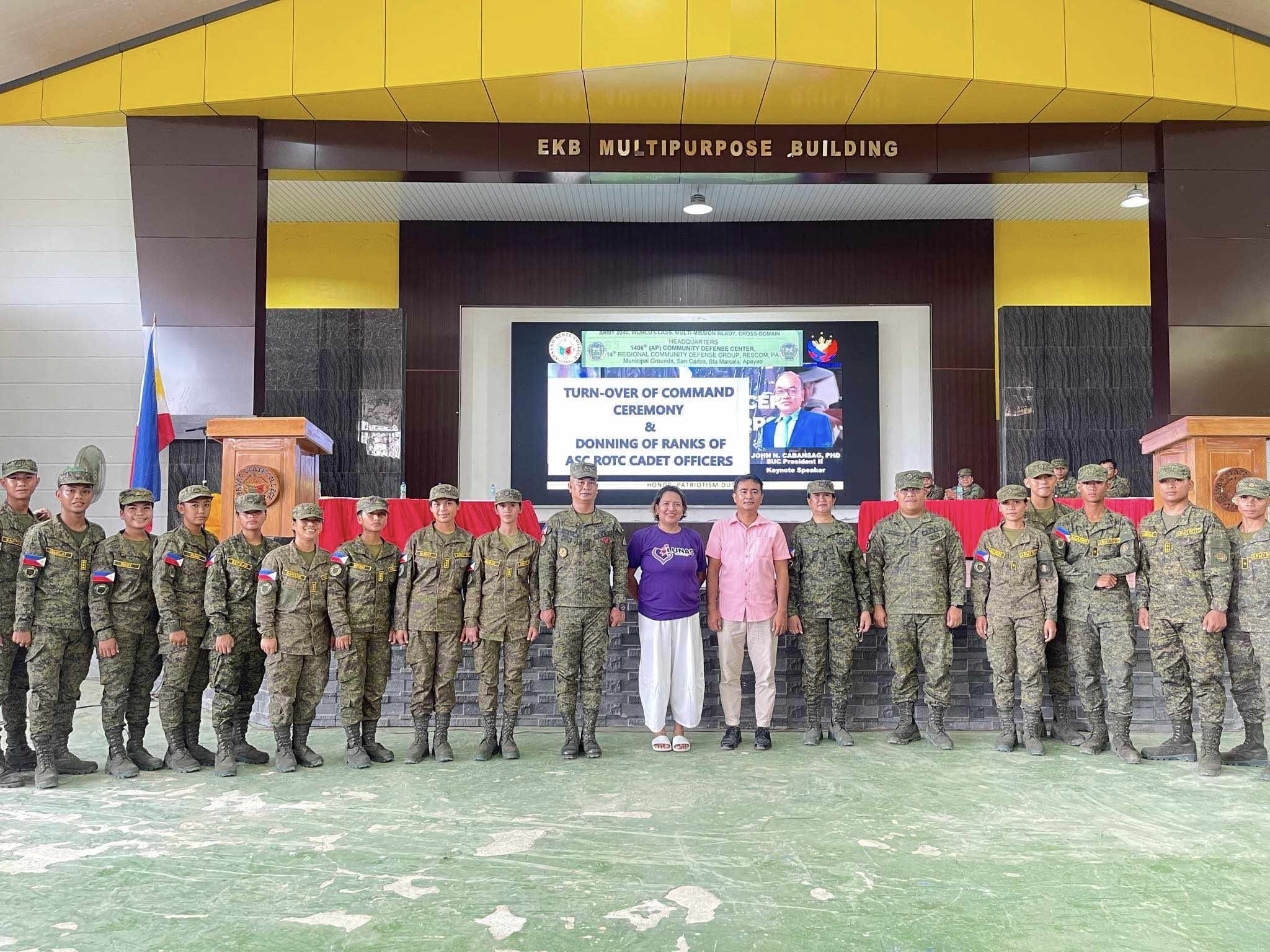 TURN-OVER OF COMMAND CEREMONY AND DONNING OF RANKS OF ASC ROTC CADET ...